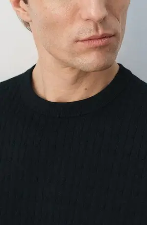 Mango Cable Stitch Short Sleeve Cotton Sweater