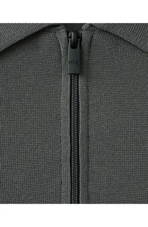 Mango Zip Cotton Blend Polo - Dark Grey
