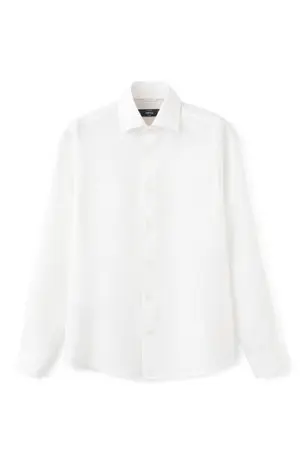 Mango Slim Fit Linen Button-up Shirt - White