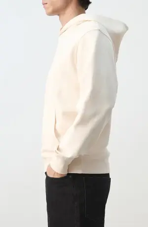Mango Regular Fit Cotton Fleece Hoodie - Ecru