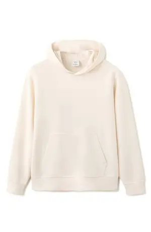 Mango Regular Fit Cotton Fleece Hoodie - Ecru