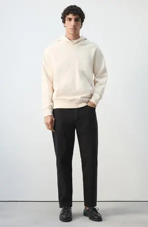 Mango Regular Fit Cotton Fleece Hoodie - Ecru