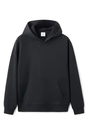 Mango Regular Fit Cotton Fleece Hoodie - Navy