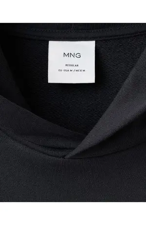 Mango Regular Fit Cotton Fleece Hoodie - Navy