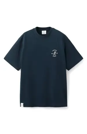Mango Cotton Embroidered Graphic T-shirt - Navy