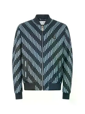 Philipp Plein Interwoven Leather Bomber Jacket