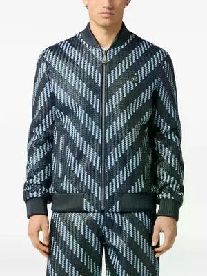 Philipp Plein Interwoven Leather Bomber Jacket