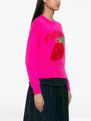 From Future Long-sleeve Crew Neck Sweater With Strawberry Motif
