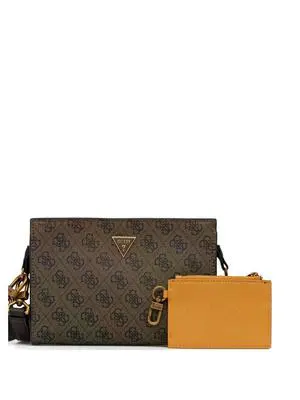 Guess Monogram Shoulder Bag - Brown