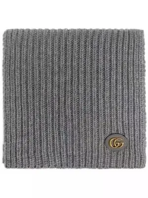 Gucci Logo-patch Knit Scarf - Grey