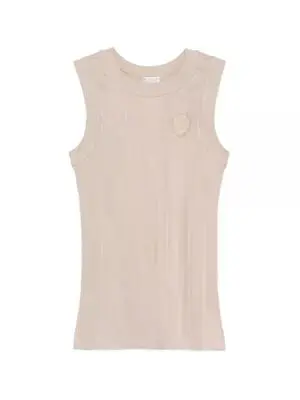 Brunello Cucinelli Ribbed-knit Top With Logo Patch