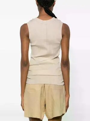 Brunello Cucinelli Ribbed-knit Top With Logo Patch