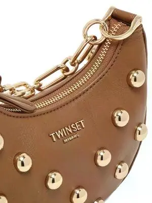 TWINSET Stud-embellished Leather Clutch With Chain Handle