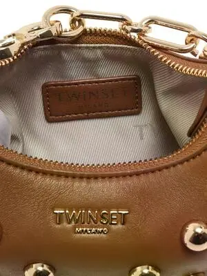 TWINSET Stud-embellished Leather Clutch With Chain Handle