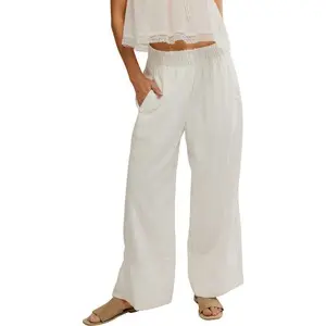 Free People Day's End Linen & Cotton Pants - Clean Ivory