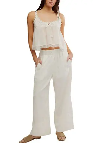 Free People Day's End Linen & Cotton Pants - Clean Ivory