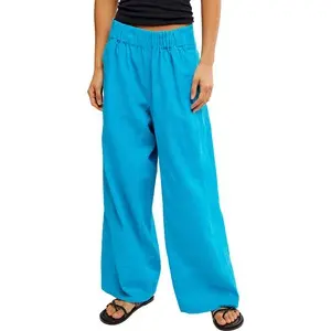 Free People Free People Day's End Linen & Cotton Pants Ocean