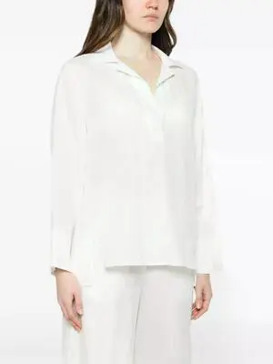 PANICALE Side-slit V-neck Blouse