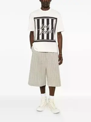 AMI Paris Logo-print Striped-patch T-shirt