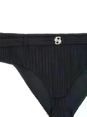 BOSS Pleated Monogram-detail Bikini Bottom