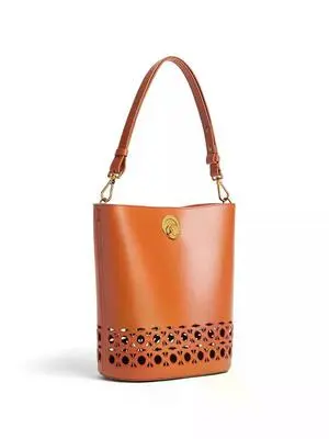 COCCINELLE Medium Nikla Laser-cut Leather Shoulder Bag - Orange