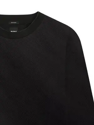 BOSS Jacquard-structure T-shirt In Mercerised Cotton
