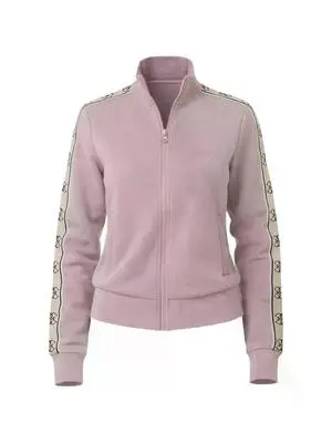 Guess Logo Tape Zip-up Sweatshirt - Pink