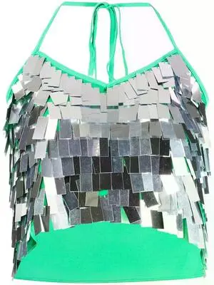 SIMONMILLER Tipsy Sequin-embellished Cropped Top - Silver