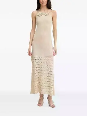 TWINSET Crochet-knit Floral-appliqué Dress - Neutrals