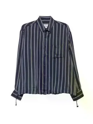 LC23 Striped Drawstring-hem Shirt