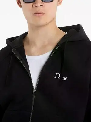 DIME Logo-embroidered Zip-up Hoodie - Black
