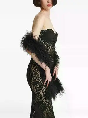 2310 STUDIO Feather-trim Scarf - Black