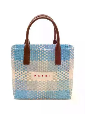 Marni Check-pattern Woven Tote Bag