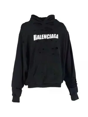 Balenciaga Caps Destroyed Logo-print Hoodie
