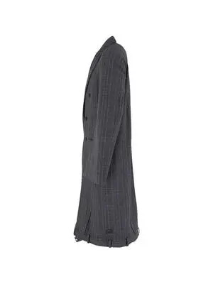 Balenciaga Check Pattern Double-breasted Coat