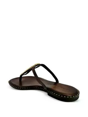 MADISON MAISON Hammered-link Crystal Embellished Thong Sandals - Brown