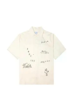 JUNGLES JUNGLES Embroidered Short-sleeve Shirt - Neutrals