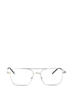 Saint Laurent Double-bridge Square Frame Glasses - Silver