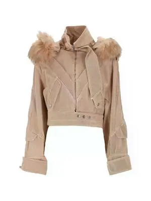 Blumarine Cropped Jacket With Faux-fur Trim