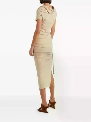 Rick Owens Edfu Ruched Side-slit Midi Skirt - Neutrals