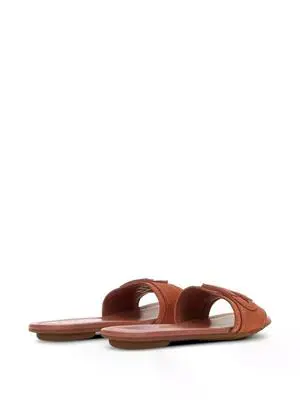 Hogan H685 Suede Flat Sandals - Orange