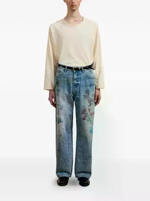 FOUND Graphic-print Panelled Jeans