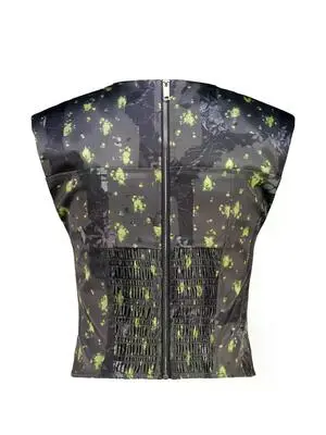 GANNI Floral-print Panelled Top