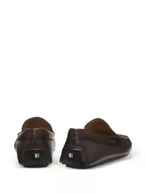 BOSS Noel Woven-panel Leather Loafers