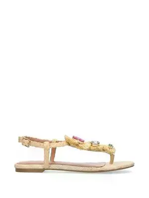 BIBI LOU Vavin Crystal-embellished Raffia Sandals
