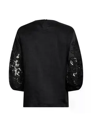 Max Mara Broderie-anglaise Macramé-sleeve Blouse - Black