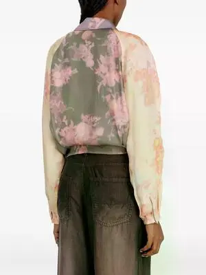DIESEL® Floral Print Zip-up Bomber Jacket