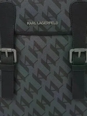 Karl Lagerfeld Monogrammed Backpack With Ikon Keychain