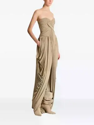 Balmain Draped Strapless Jumpsuit - Neutrals