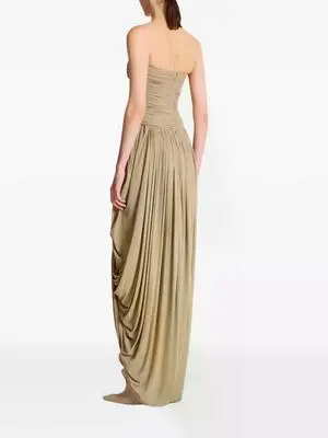 Balmain Draped Strapless Jumpsuit - Neutrals